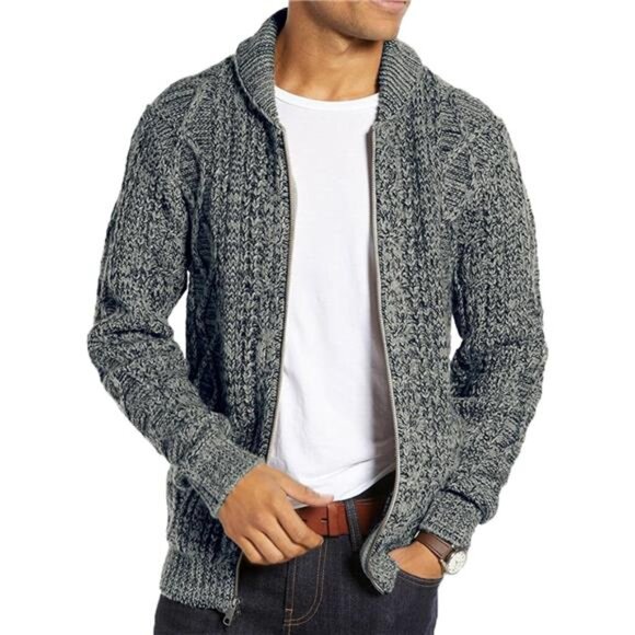 Sweaters | Mens Shawl Neck Cardigan Sweater Cable Knit Button Up ...
